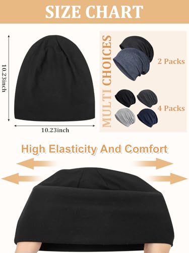 Senker Fashion Cotton Slouchy Beanie Hats, Chemo Headwear for Women Men Soft Lightweight Chemo Skull Cap Elastic Sleeping Cap Black Grey