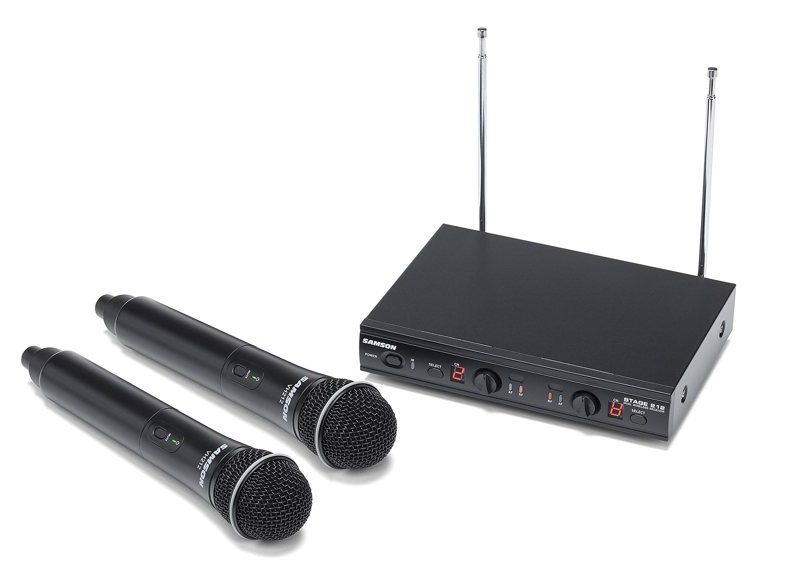 Samson Stage 212 Dual Vocal VHF Frequency Agile Wireless System (2) Q6 Dynamic Mics