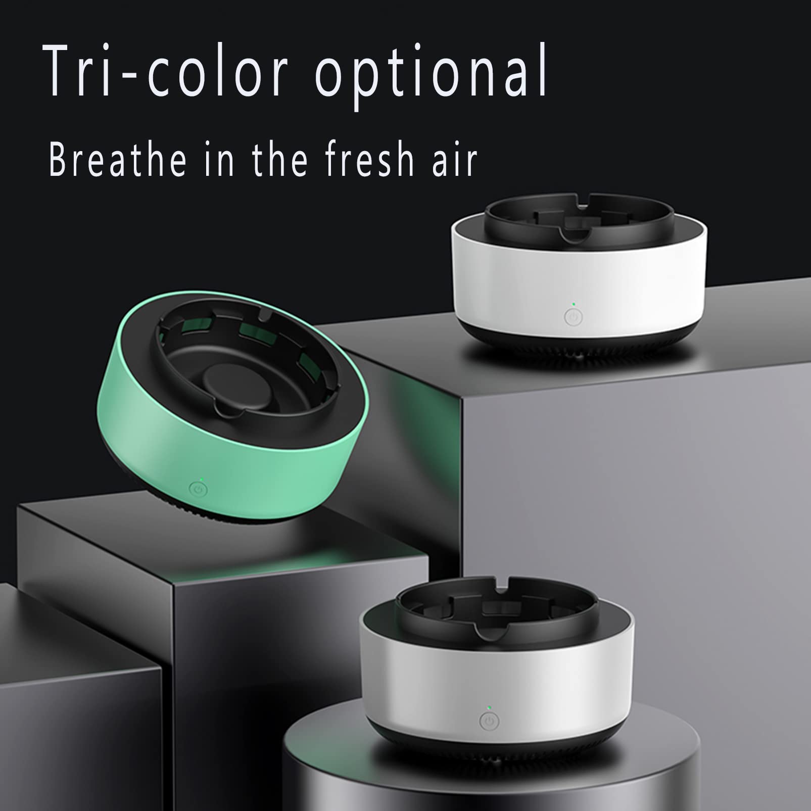 Rehenbsem 2 in 1 Multifunctional Smokeless Ashtray,Purifier Ashtrays with Filter, Purifier Ashtrays for Cigarettes Car Indoor (Grey)