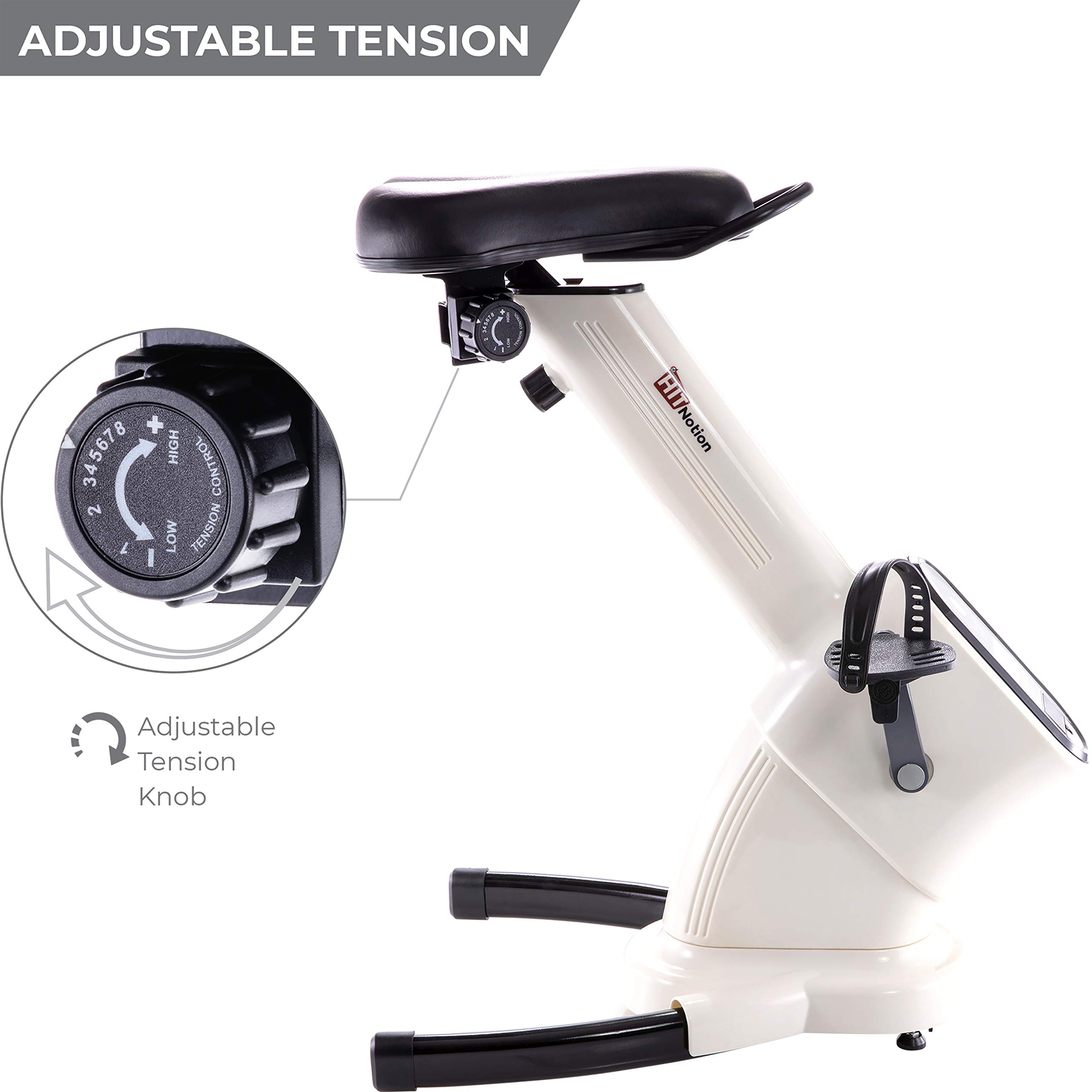 Upright Training X-Bike With Magnetic Resistance - Exercise Cycling Bicycle for Cardiac Aerobic Exercise, White - Keep Fit at Work or Home - 8 gears - Digital Display - Arm Rest - Non-Slip Pedals