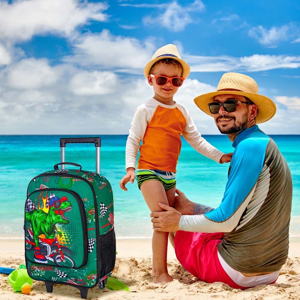 UFNDC Kids Luggage for Boys, Dinosuar Suitcase Rolling with Wheels,Travel Carry on for Children Toddler Elementary