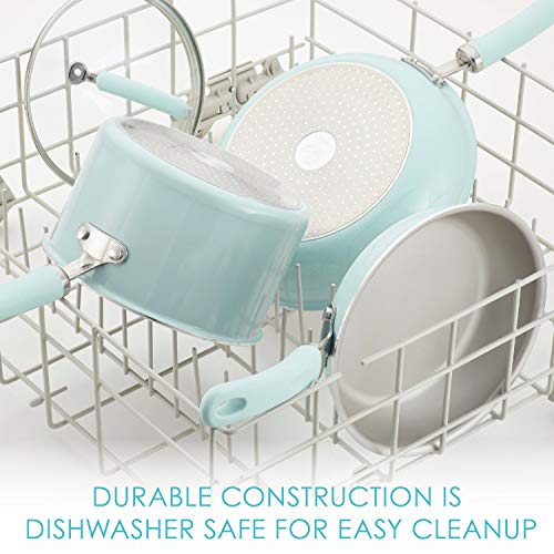 Rachael Ray Create Delicious Nonstick Cookware Pots and Pans Set, 13 Piece, Light Blue Shimmer