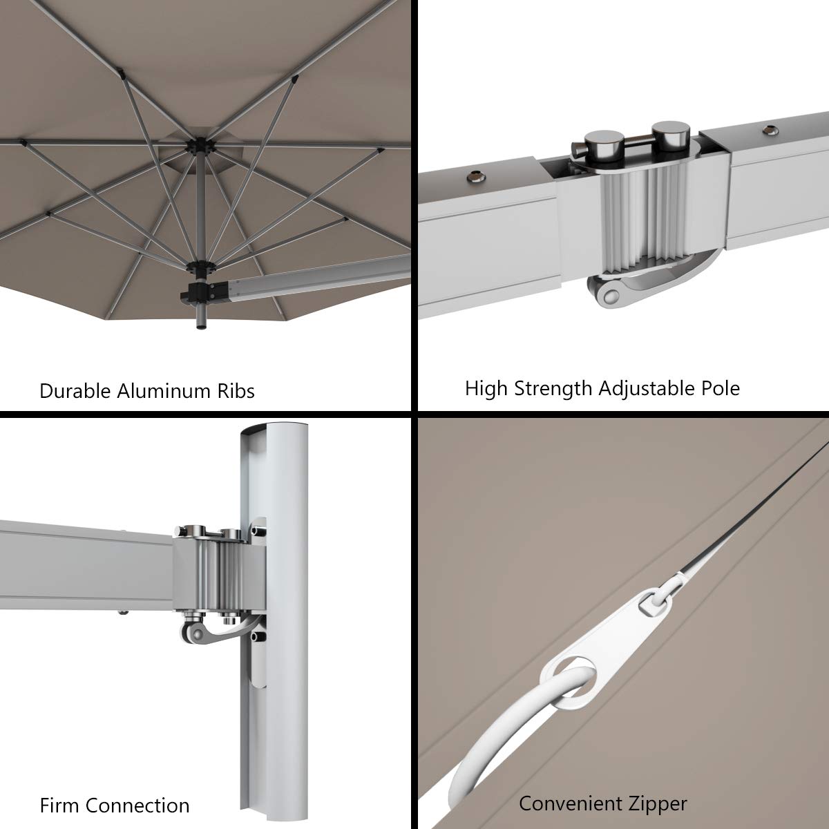 Tangkula 8 FT Wall Mounted Patio Umbrella, Outdoor Wall Umbrella with Adjustable Pole, Tilting Sunshade Umbrella with Wind Vent, Ideal for Garden Balcony Yard (Tan)