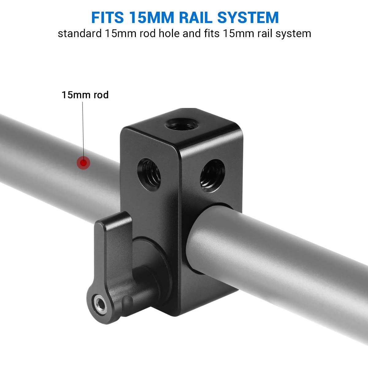 SMALLRIG 15mm Rod Clamp Rail Connector Adapter with 1/4’’ Threads for DSLR Rig – 843