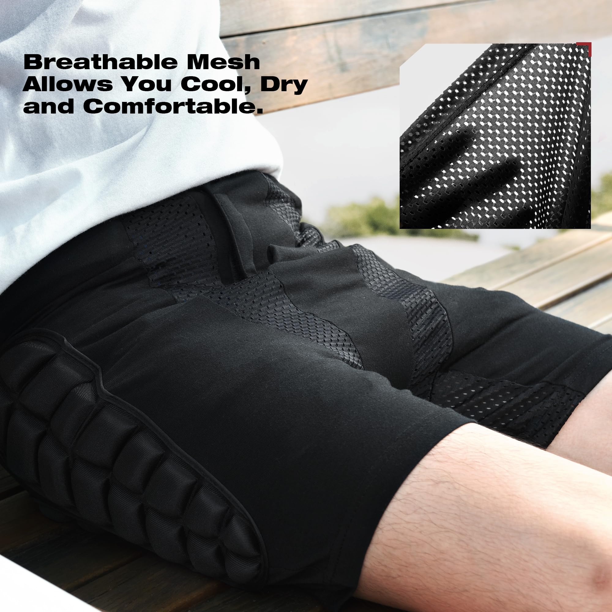 Soared 3D Protection Hip Butt EVA Paded Short Pants Protective Gear Guard Impact Pad Ski Ice Skating Snowboard Black XS