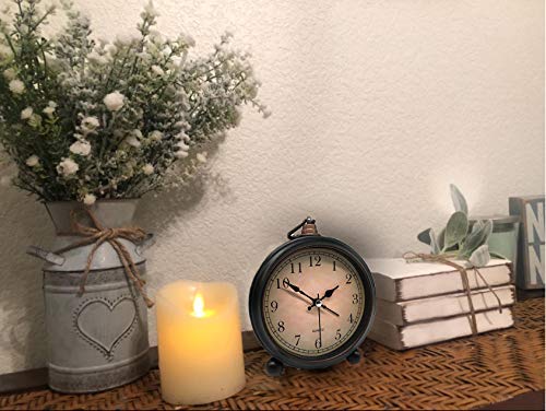 Vintage Retro Analog Alarm Clock, 4 inch Super Silent Non Ticking Small Clock with Night Light, Battery Operated, Simply Design, for Living Room, Bedroom, Bedside, Desk, Gift Clock (Arabic)