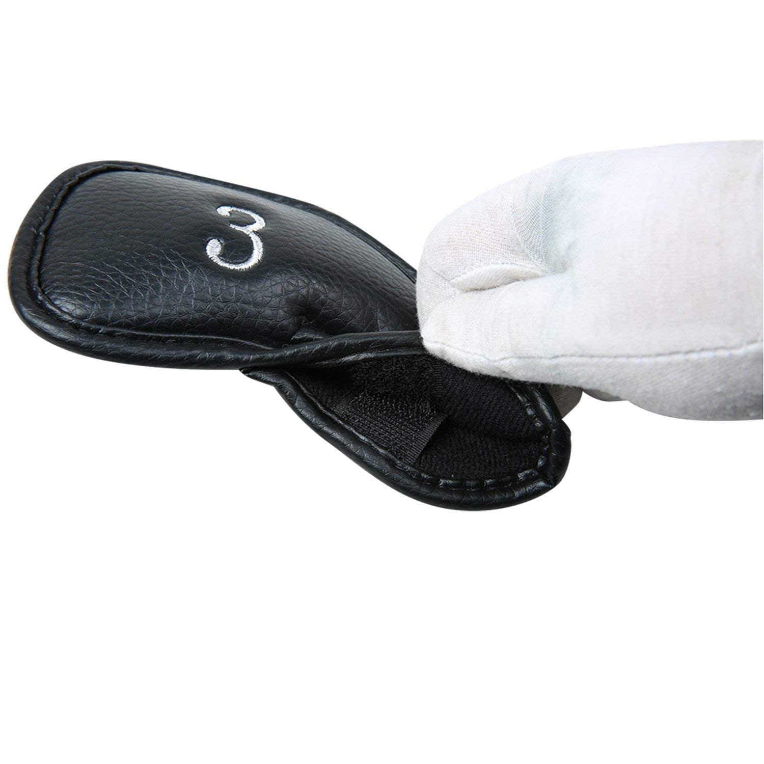 Sword &Shield sports 12pcs Thick Synthetic Leather Golf Iron Head Covers Set Headcover Fit All Brands Titleist, Callaway, Ping, Taylormade, Cobra, Nike, Etc (Black)