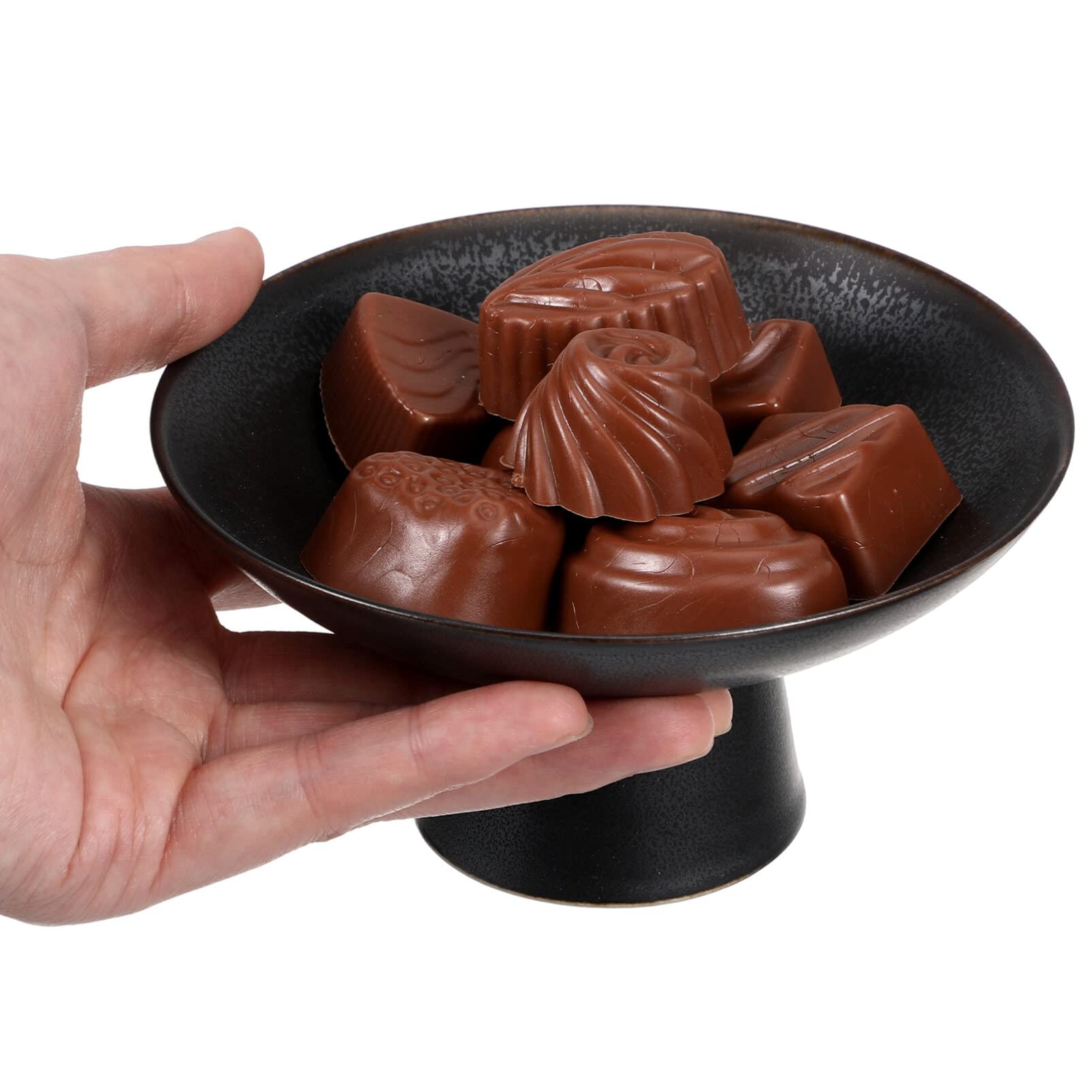 YARNOW Serving Fruit Tray ceramic display stand fruit bowl with base retro round fruit holder footed fruit display container for fruits snacks jewelry display stand black display stand Serving Bowl