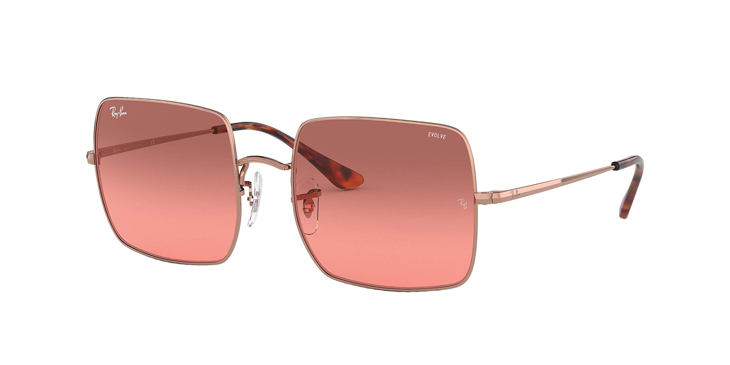 Ray-Ban Women's Rb1971 Square Evolve Polarized Sunglasses, Gold/Photochromic Orange Gradient Brown, 54 mm