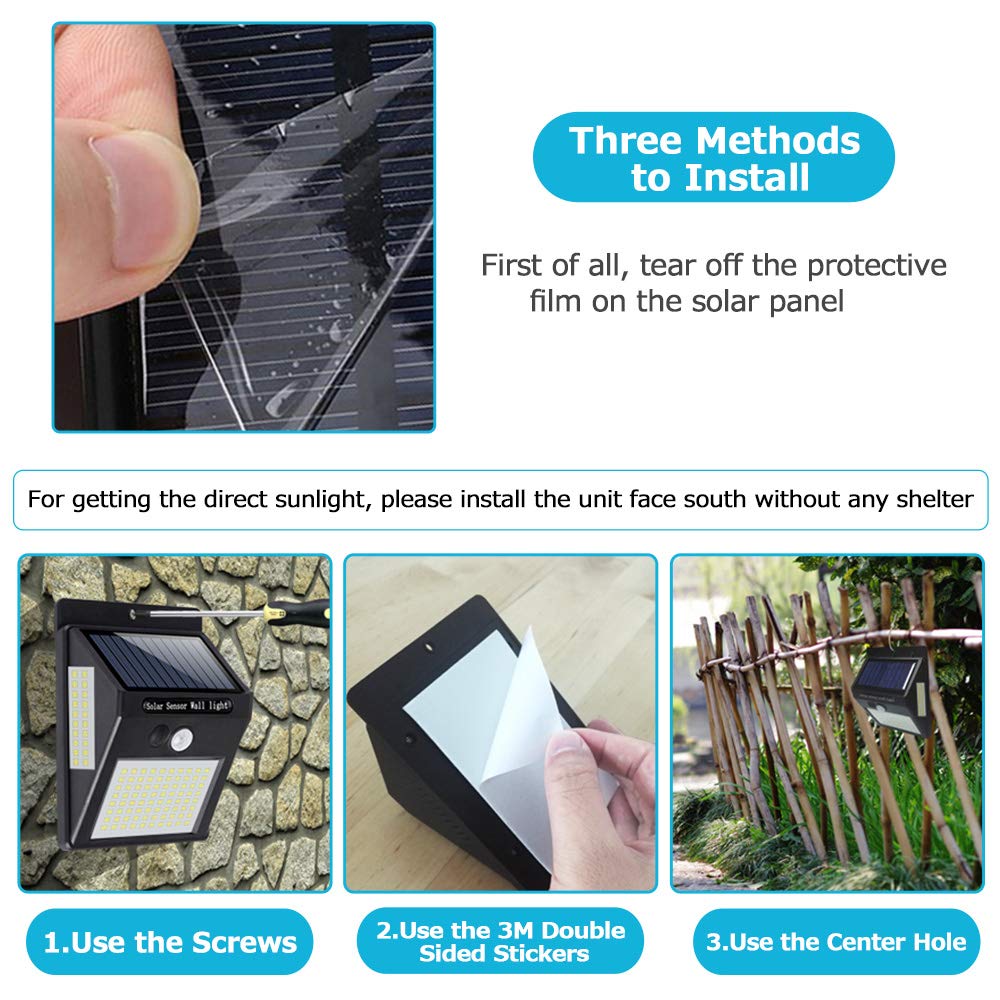 Solar Lights Outdoor[120 LED/3 Optional Modes],270°Lighting Angle Solar Motion Sensor Lights Wireless IP65 Waterproof Outdoor Solar Security Lights for Porch Garden Yard Fence Patio Deck (6 Pack)