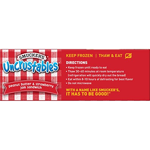 Smucker's Uncrustables Frozen Peanut Butter & Strawberry Jam Sandwiches, 4 Count, Thaw & Eat