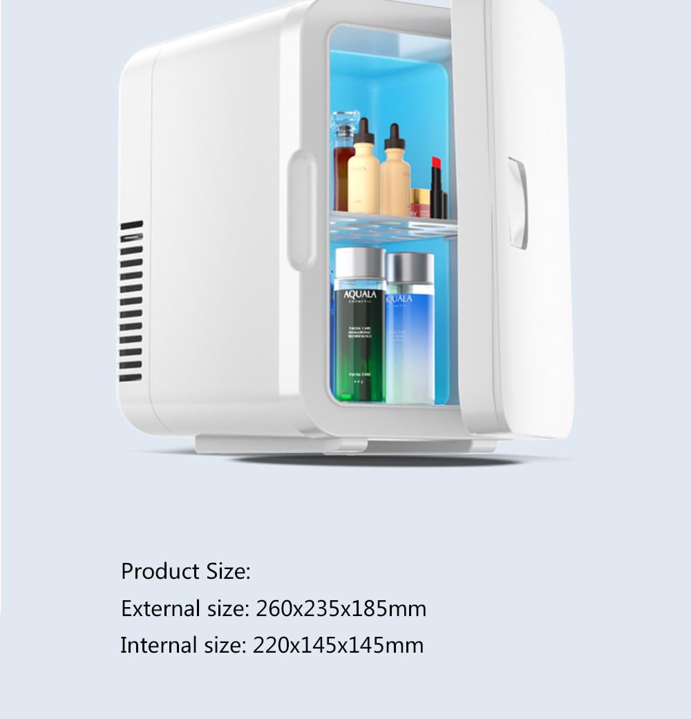 QINGDONGDZA Luxury Mini Fridge Cooler 6 Litre / 8 Cans Skincare Mini Fridge for Bedroom - Car, Office Desk & Dorm Room,12v AC/DC & Exclusive USB Option,Small Portable Fridge,Red