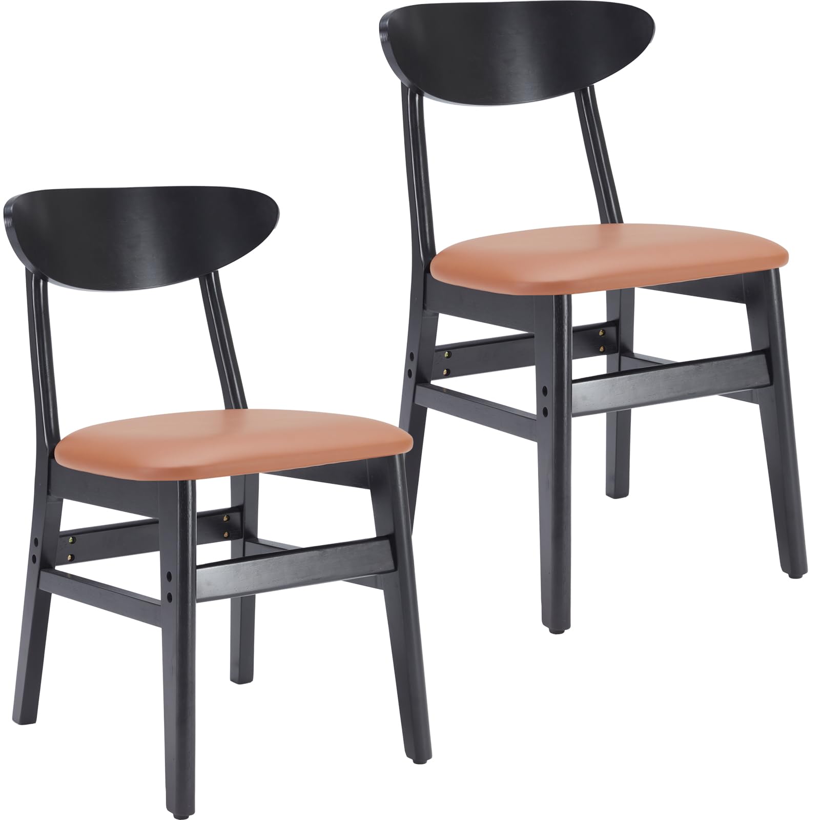 Soohow DC008 Upholstered Armless Dining Chair with Comfortable Seat, 2pcs, Black/Whiskey Brown
