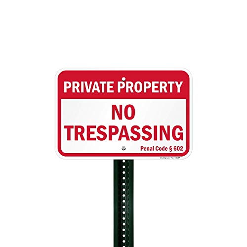 SmartSign 12 x 18 inch “Private Property - No Trespassing” Official California State Metal Sign, 63 mil Laminated Rustproof Aluminum, Red and White