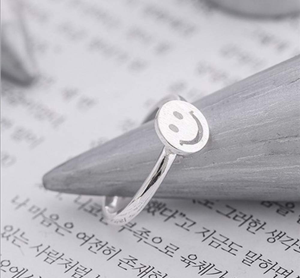 XUSIOAKKM Happy Smiley Midi Fashion Ring Cute Polished Thumb Ring 925 Sterling Silver Ring Opening Adjustable Expression Ring