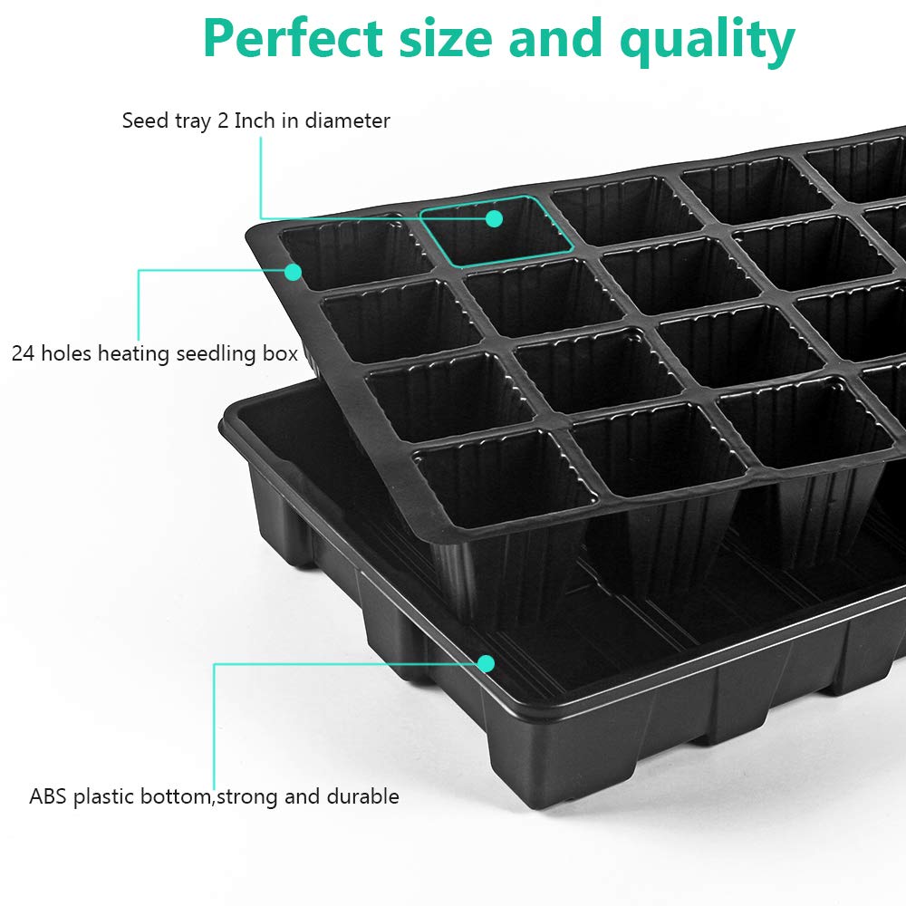 SHIYETA 240 Cells -24 Grow Trays with Humidity Dome and Cell Insert - Mini Propagator for Seed Starting and Growing Healthy Plants Durable Reusable and Recyclable 10 Pack