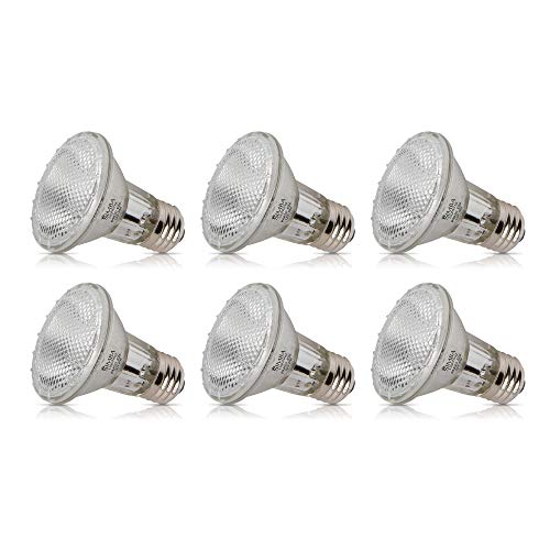 Simba Lighting Halogen PAR20 Light Bulb 39W 39PAR20/FL 30deg Spotlight Dimmable (6-Pack) for Indoor Recessed Can, Range Hood and Outdoor PAR 20, 120V E26 Base, 50W Replacement, 2700K Warm White