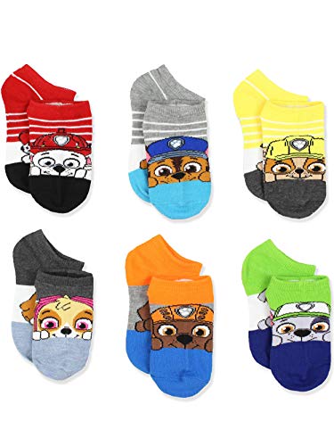 Paw Patrol Boys Girls 6 Pack No Show Socks (Shoe: 4-7 (Sock: 2-4), Paw Patrol Multi)