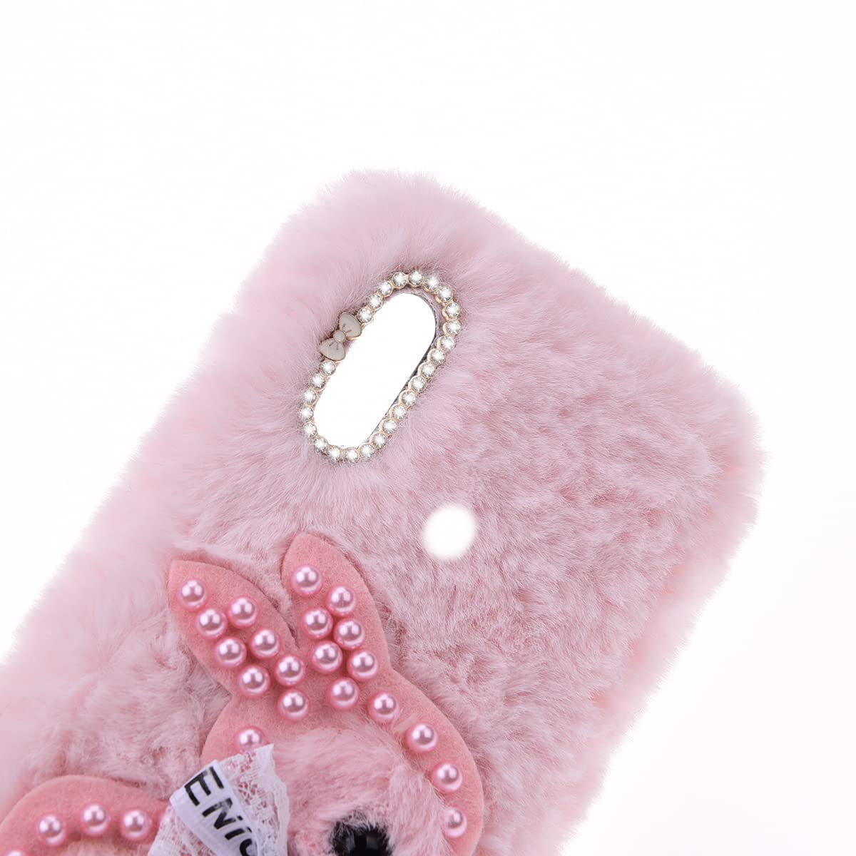 SNCLET Fluffy Fur Plush Case for Samsung Galaxy A40 Bumper Case Protective Case Soft Kawaii Rabbit Fluffy Skin Cover Silicone TPU Cute Personalized Phone Cases for Samsung Galaxy A40,Pink Rabbit
