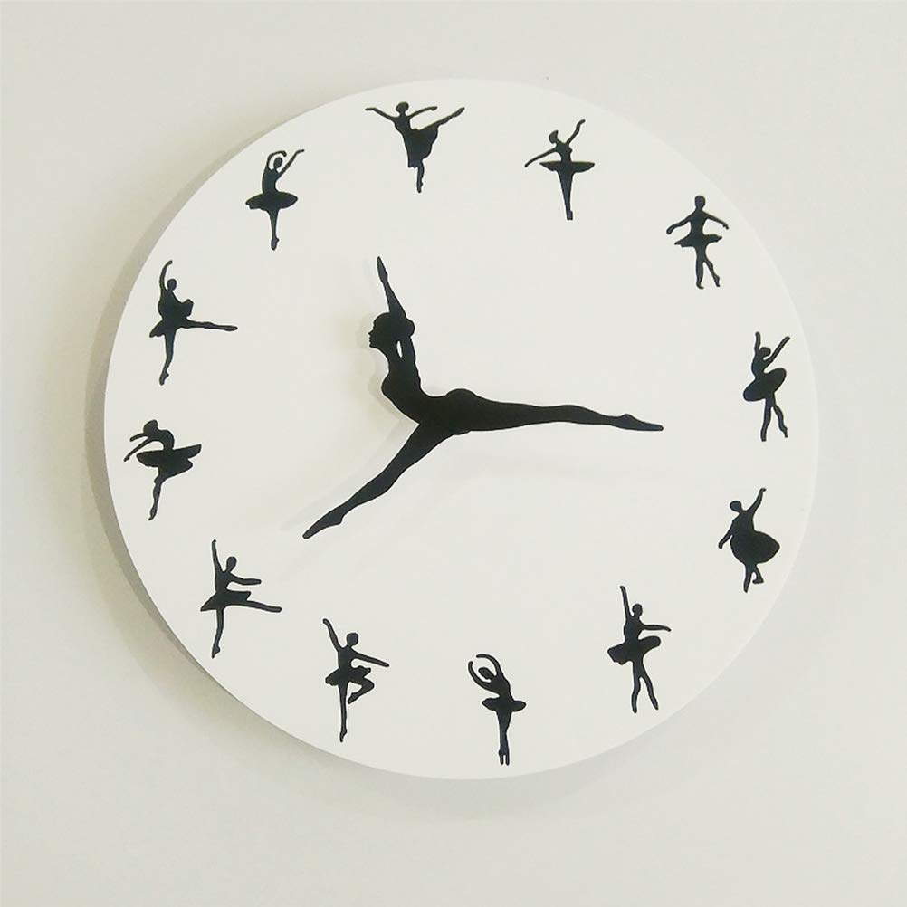 VOSAREA 1 Piece Charming Ballerina Wall Clock Large Clock Ballet Dancing Girl Needle Hand Needle Wall Watch Living Room Home Decor