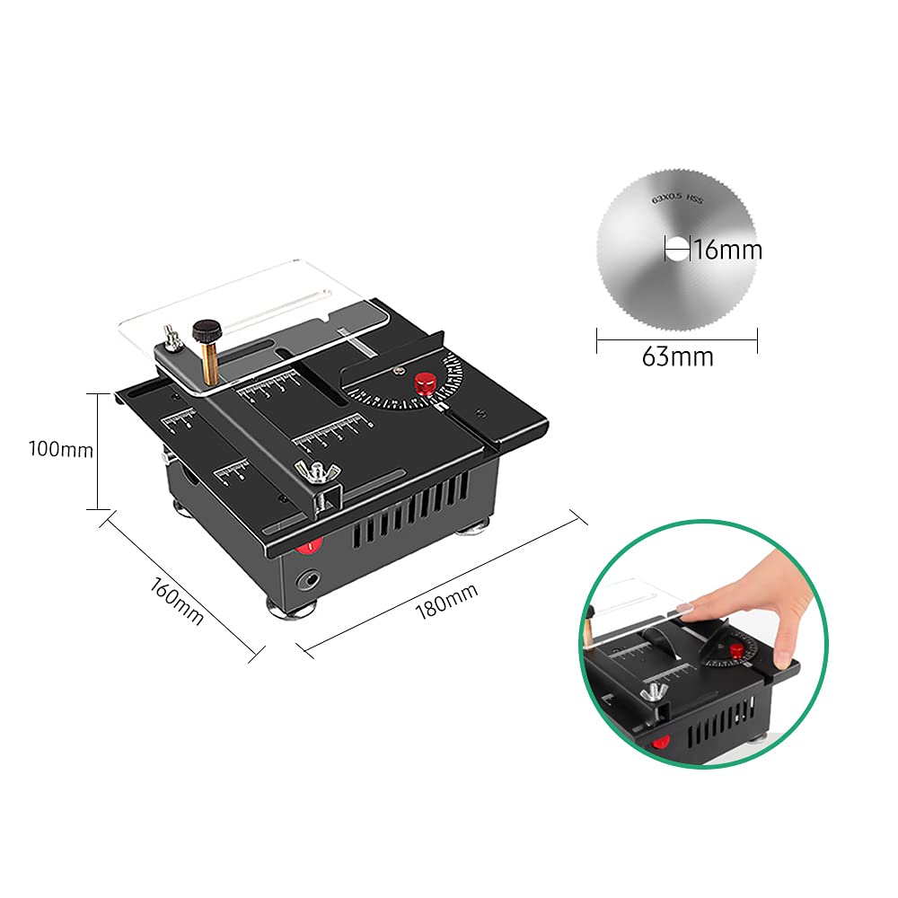Weytoll Multi-Functional Table Saw,100W Mini Desktop Electric Saw Cutter Speed & Angle Adjustable 16MM Cutting Depth with Blade Flexible Shaft and More Accessories for Wood Plastic Acrylic Cutting