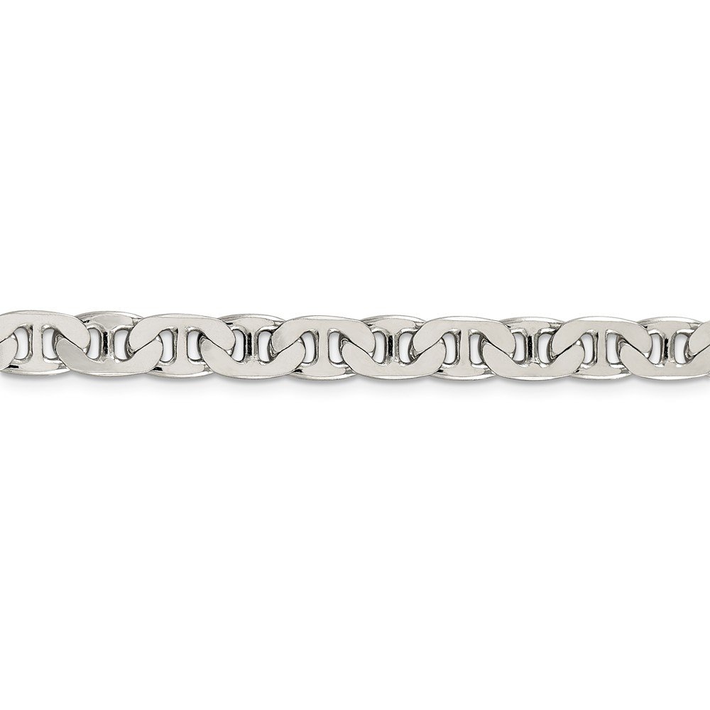 Solid 925 Sterling Silver 6.5mm Anchor Mariner Link Chain Necklace - with Secure Lobster Lock Clasp 20"