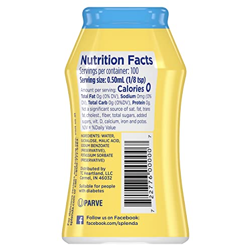 SPLENDA LIQUID Zero Calorie Sweetener drops, 1.68 Ounce Bottle (Pack of 3)