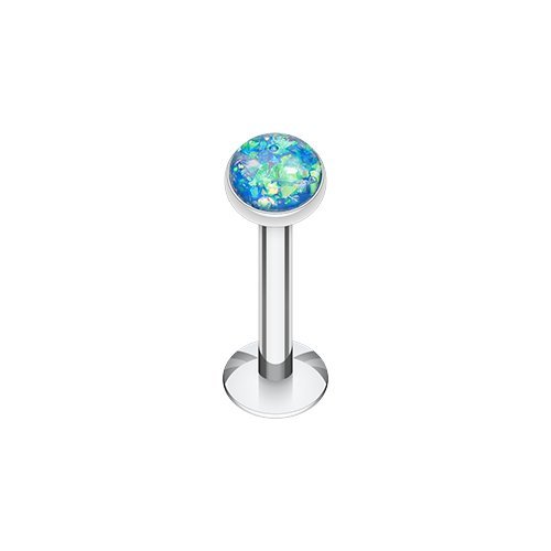 Opal Glitter Shower Dome 316L Surgical Steel Labret Monroes (16G 3/8" Teal)