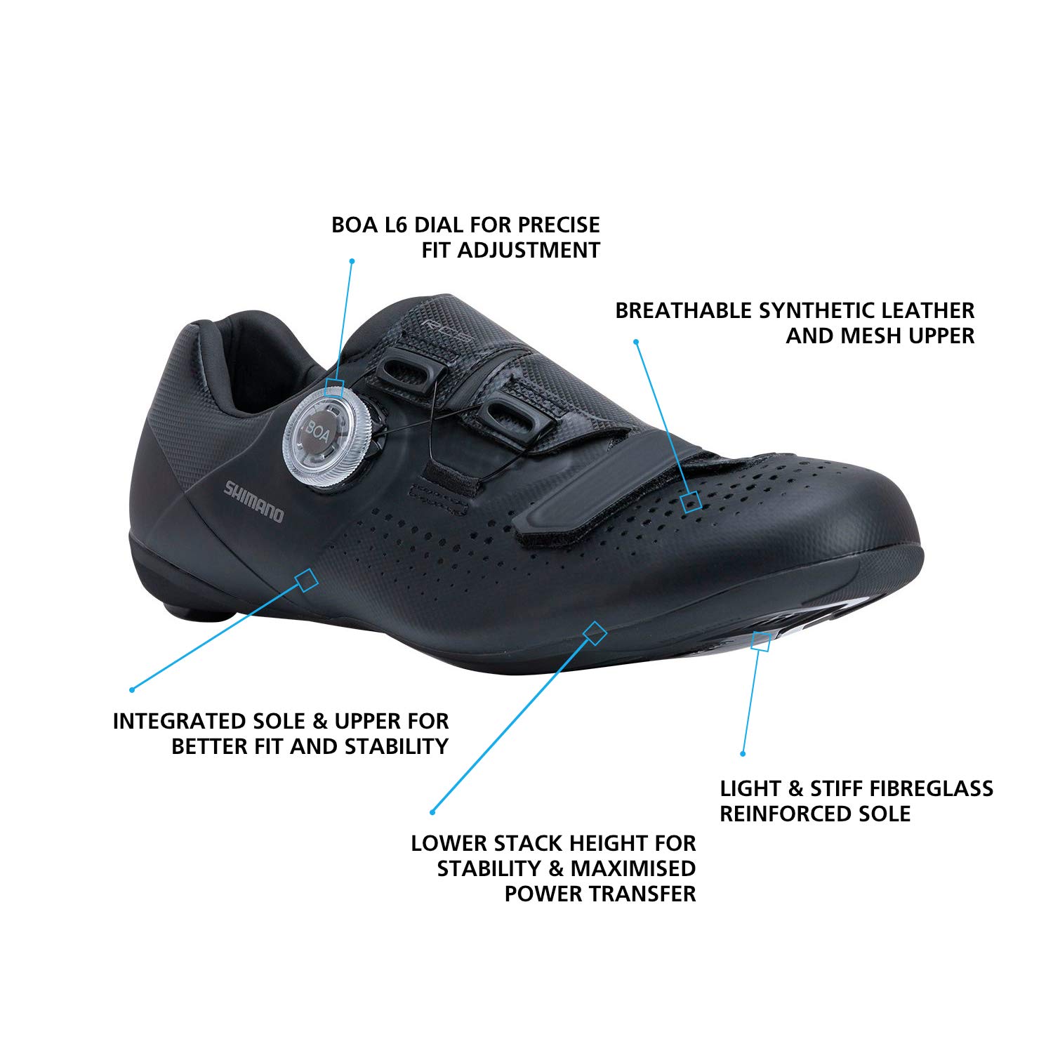 SHIMANO SH-RC500 Bicycles Shoes, Black, 11-11.5 Men (EU 46)