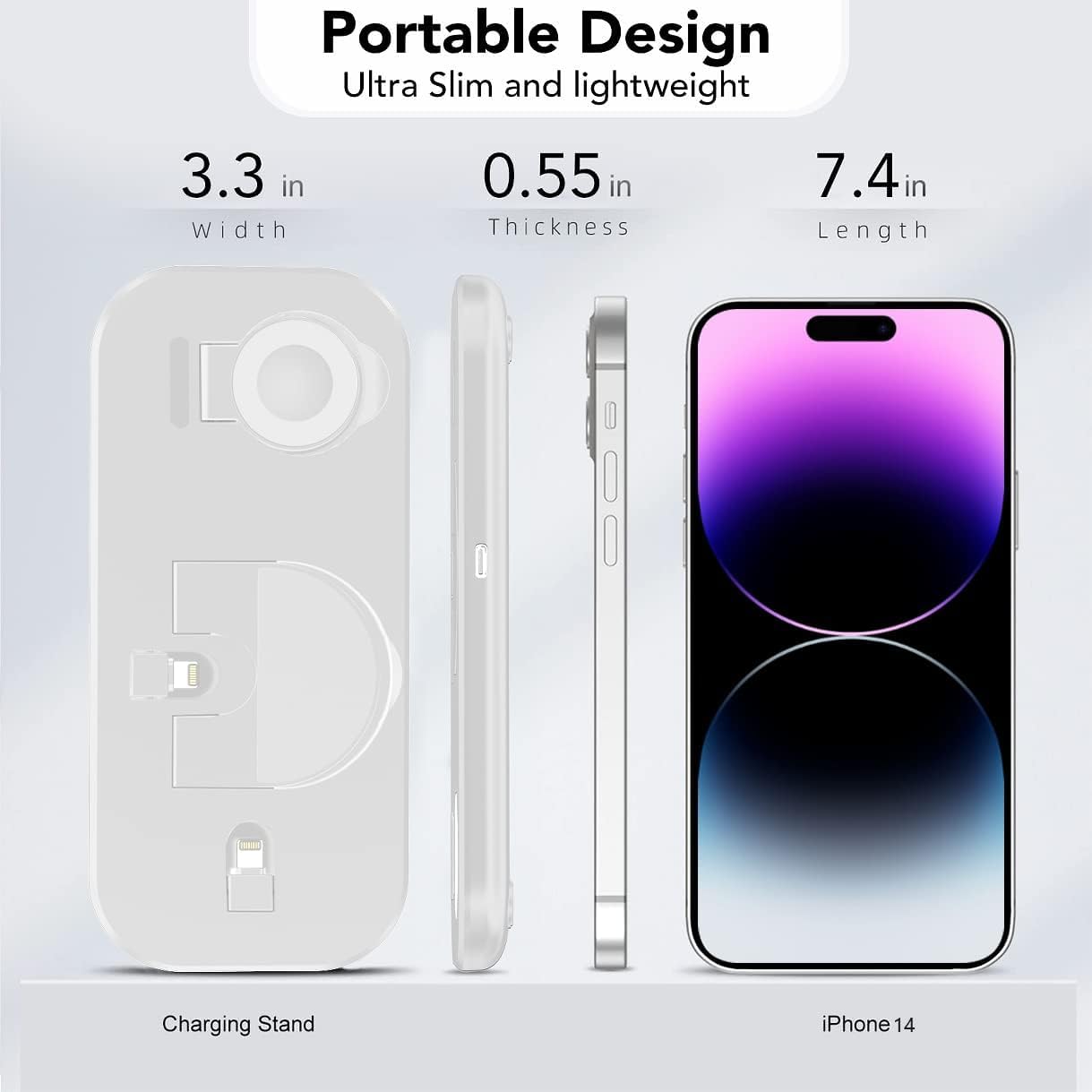 Portable Charging Station for Multiple Devices Apple Foldable 3 in 1 Charging Dock for Apple Watch Ultra/8/SE 2/7/6/SE/5/4/3/2/1 Travel Charger Fast Charging Stand for iPhone 14Air Pods White