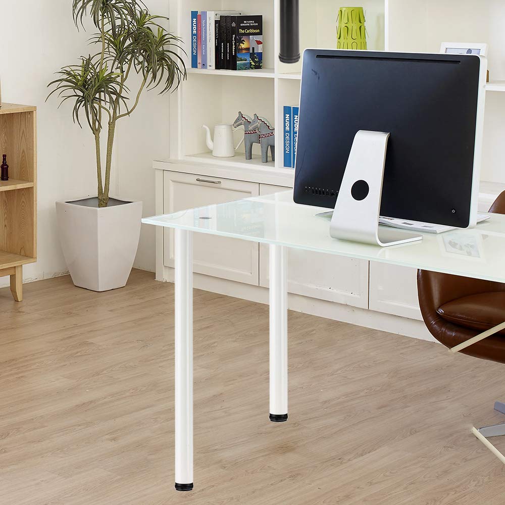 QLLY 30 inch Adjustable Tall Metal Desk Legs, Office Table Furniture Leg Set, Set of 4 (30 inch, White)