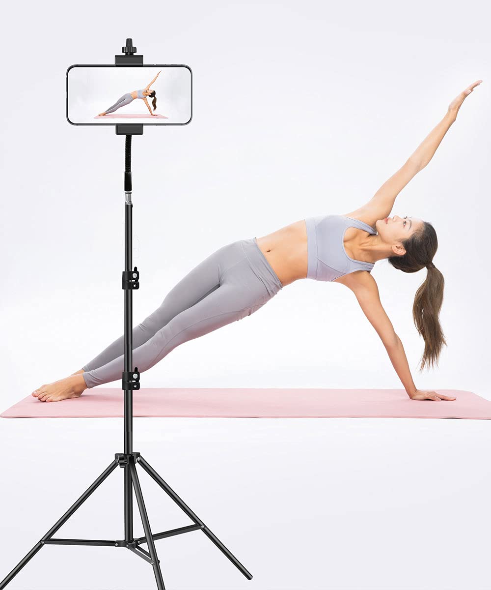 Tall Tripod for iPhone Pixel 6.67ft/80inch Tripod Phone Video Cell Stand Photography Rotatable Live Video Stand Compatible with and Most Mobile Phones( Tripod + Gooseneck+ Phone Clip+ Carry Bag)