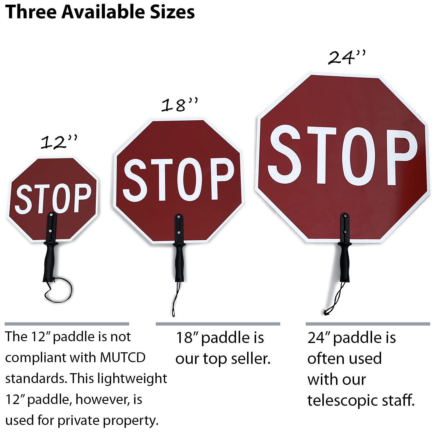 SmartSign "Stop - Slow" Double Sided Paddle | 18" 3M Engineer Grade Reflective Aluminum
