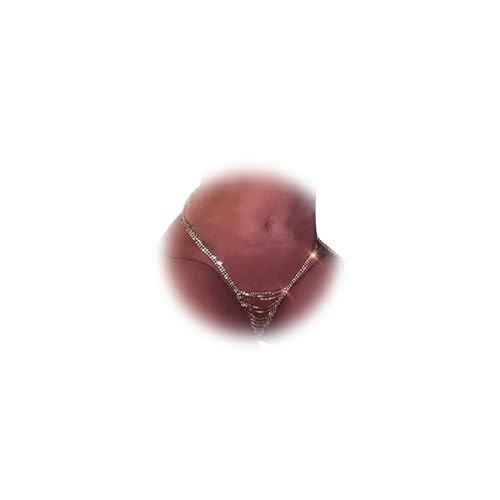 Sexy Rhinstone Underwear Thong Panties Crystal Body Chain Jewelry Bikini Crystal Belly Waist Body Chain For Women (Gold)