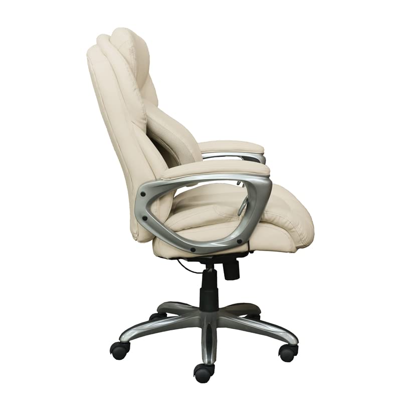 Serta My Fit Executive Office Adjustable Ergonomic Chair with Layered Cushions, Bonded Leather, 360 Motion Support, Ivory