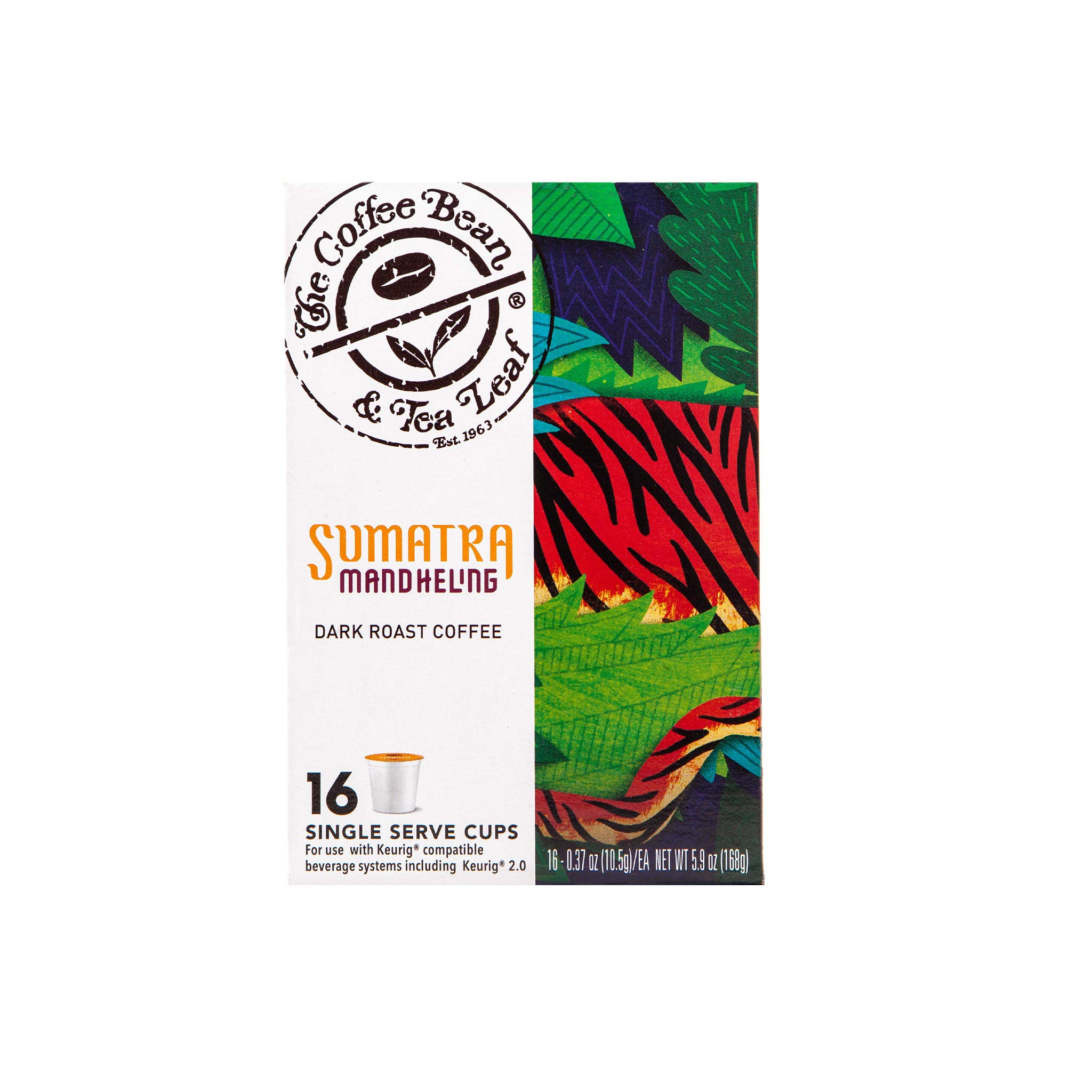 The Coffee Bean & Tea Leaf, Single Origin Sumatra Mandheling Coffee Pods Compatible w/Keurig Brewers, 16-Count Pods