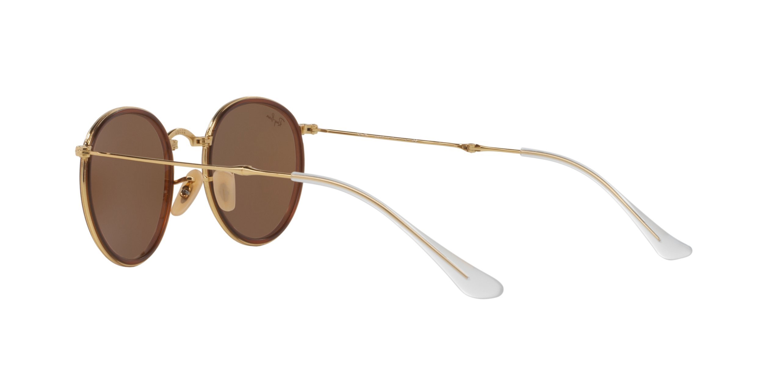 Ray-Ban Rb3517 Folding I Round Sunglasses, Gold/Light Brown Mirrored Pink, 51 mm