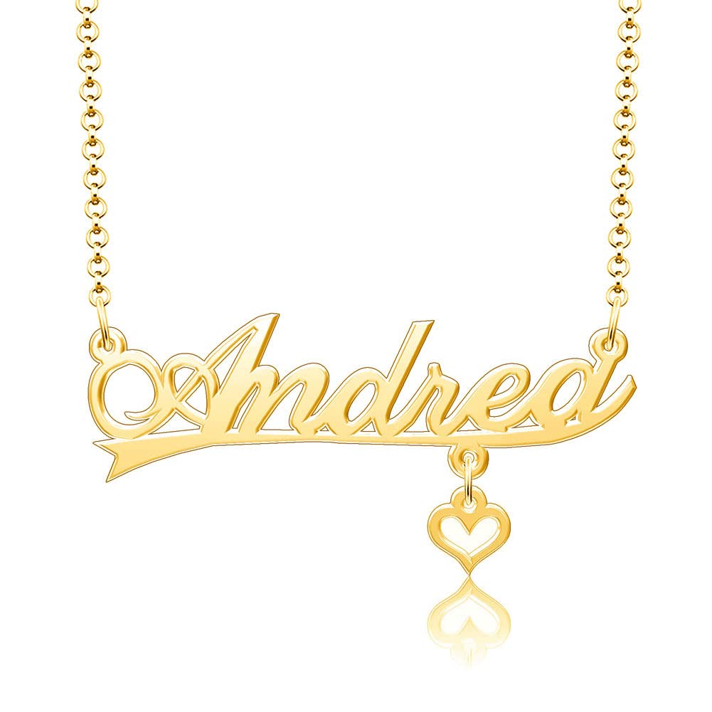 SexyMandala Personalized Name Necklace Custom Name plate Necklace Gold Love Heart Sterling Silver Pendant Necklace Gift for Women
