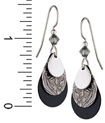 Silver Forest of Vermont Black 3 Layer Dangle Earrings E-0367 Handcrafted in the USA