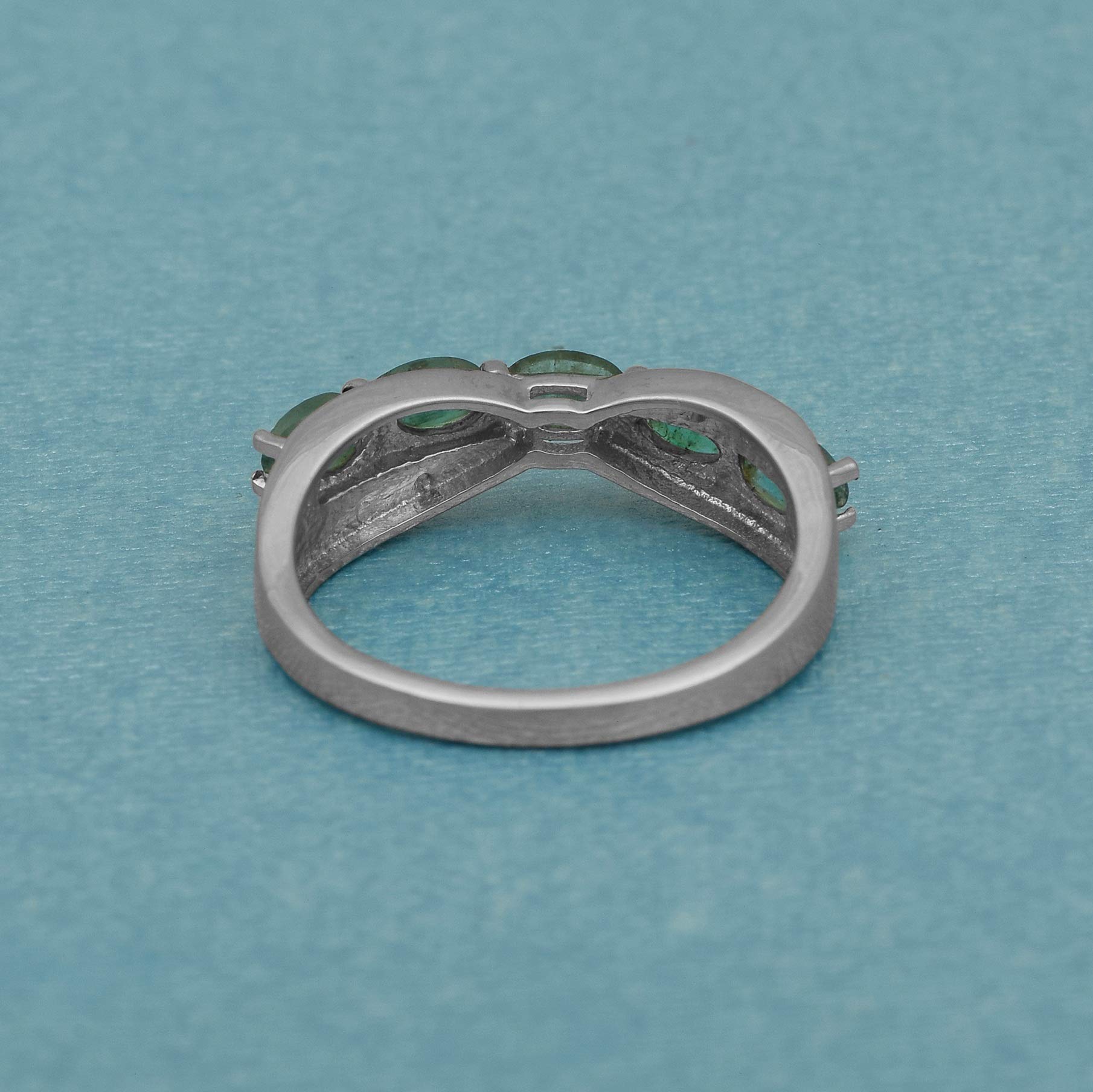 Shine Jewel Genuine Emerald 925 Silver Stacking Ring Half Eternity Wedding Stackable Band (10)