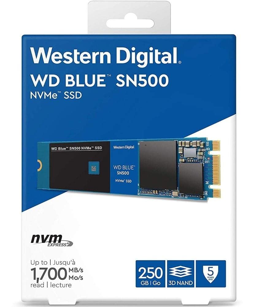 Western Digital 250GB WD Blue SN500 NVMe Internal SSD - Gen3 PCIe, M.2 2280, 3D NAND, Up to 1700 MB/s - WDS250G1B0C