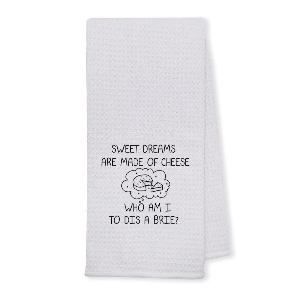 UINHMOP 16''x24'' Sweet Dreams are Made of Cheese Who Am I to Dis A Brie? Soft and Absorbent Kitchen Towels Dishcloths Hand Towels,Funny Decorative Dish Towels for Kitchen,Sweet Housewarming Gift