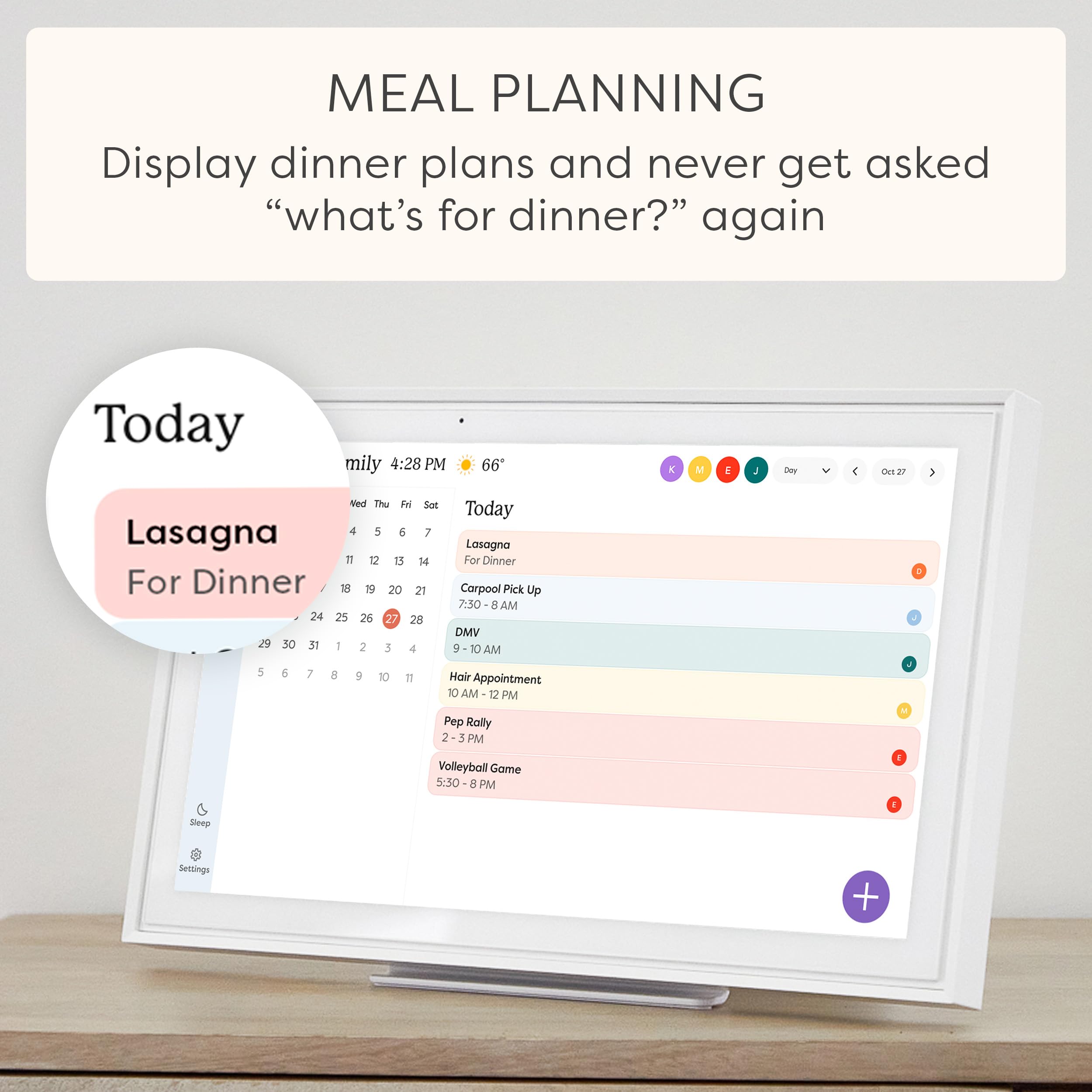 Skylight Calendar: 15 inch Digital Calendar & Chore Chart, Smart Touchscreen Interactive Display for Family Schedules - Wall Mount Included