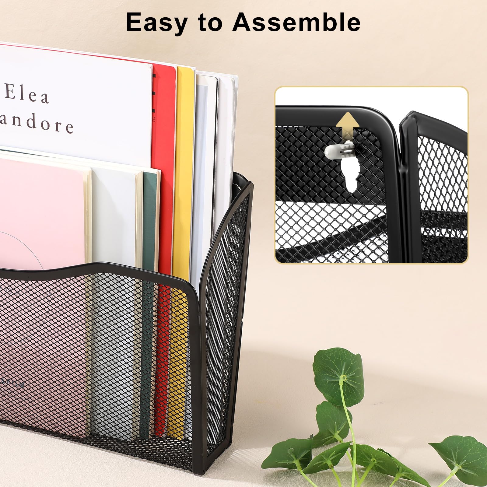 Tatuo 12 Pack Mesh Wall Mounted File Holder Hanging File Organizer Vertical Wall File Organizer Holder Rack for Office and Home, Black (with Label Panel)