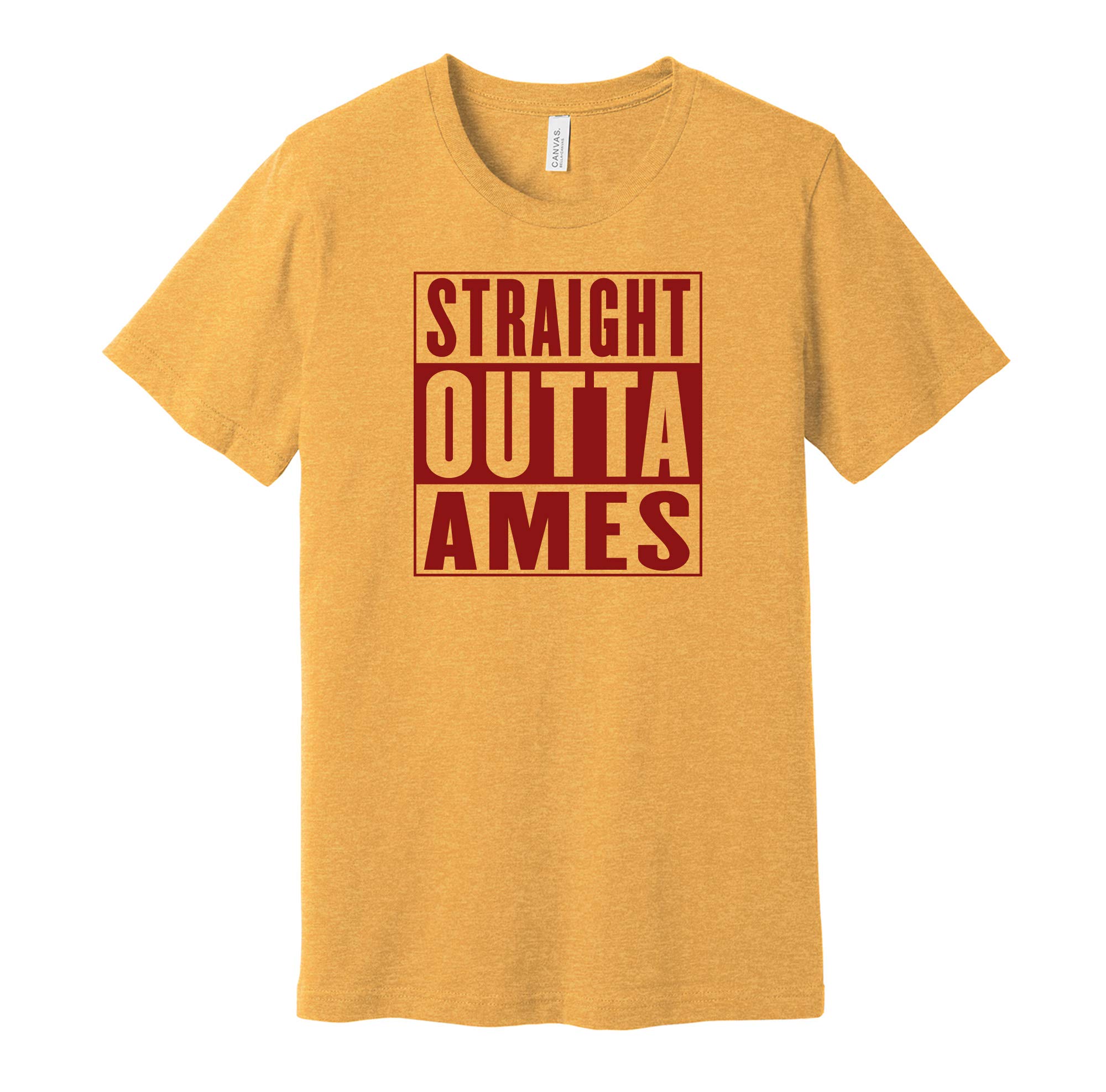 Straight Outta Ames - Represent Iowa - Hip Hop Parody Shirt - Red and Gold Version - Gold - XXL