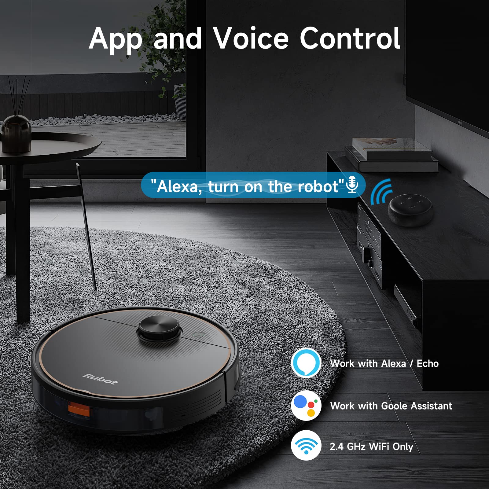 RUBOT Robot Vacuum and Mop Combo, Robot Vacuum Cleaner 4500Pa Strong Suction 2-in-1 with Lidar Navigation 200min Runtime, Multi-Floor Mapping, No-go Zone, Compatible Alexa Voice, for Carpet Hard Floor