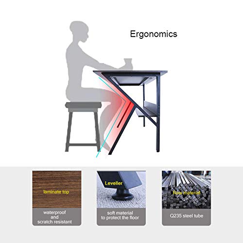 XINDACLOVER Gaming Computer Desk for Gamer, 47 Inch Small Student Desk for Bedroom, Computer Desk with Bookshelf for Home Office, Studying Writing Table for Small Space(Walnut)