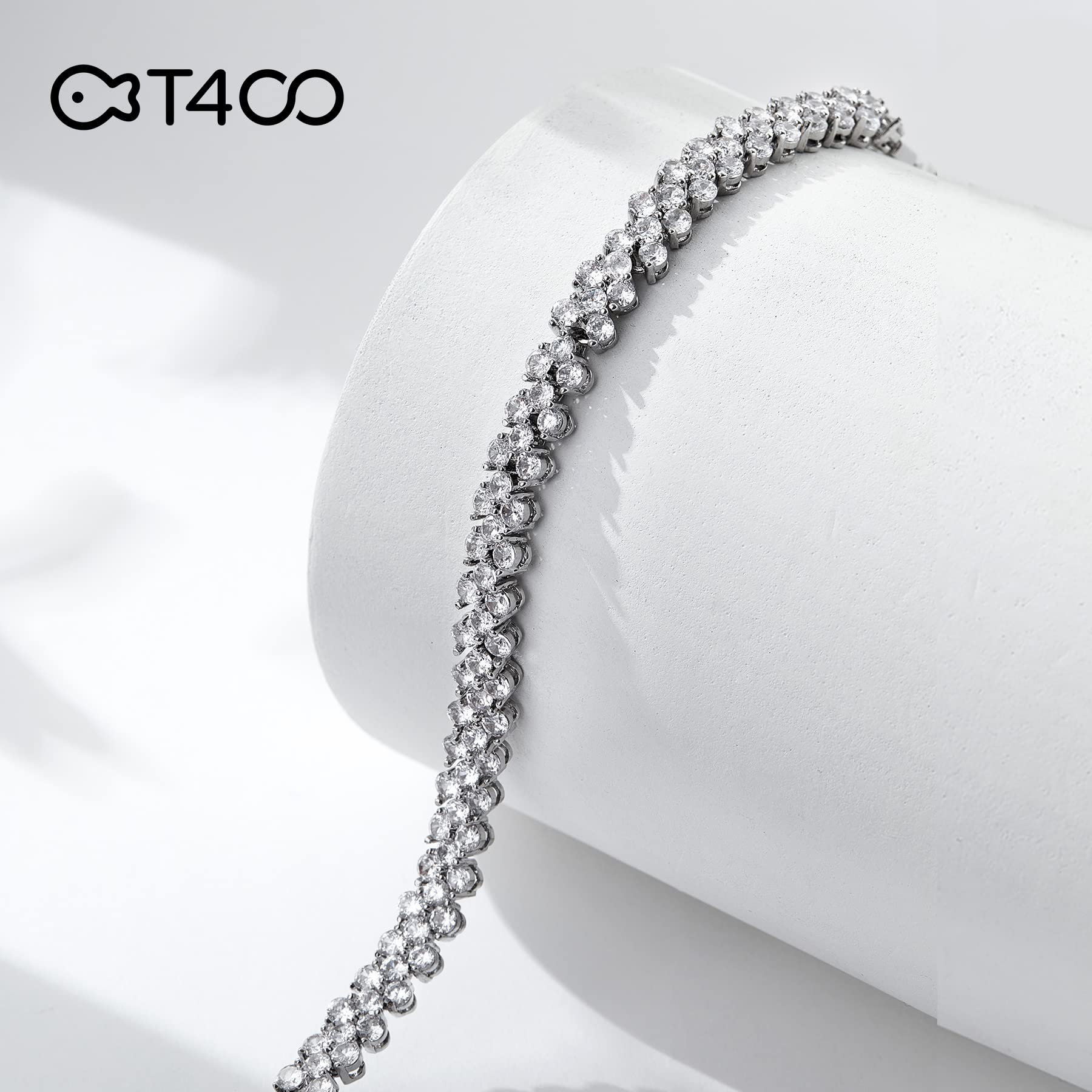 T400 Tennis Bracelet for Women AAA Cubic Zirconia Wedding Gift for Brides Bridesmaid