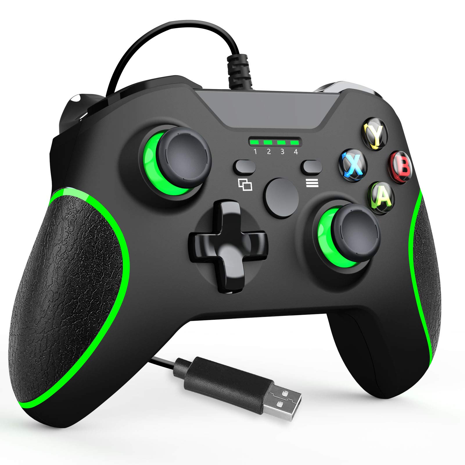 YCZHDV Wired Controller for Xbox One, USB Gamepad Remote Joystick Compatible with Xbox One/One S/One X/PC(Windows 7/8/10), with Audio Jack, Dual-Vibration Function(Black)