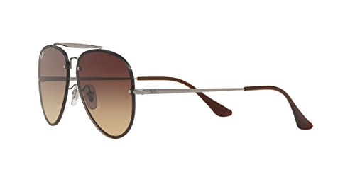 Ray-Ban RB3584N Blaze Aviator Sunglasses, Gunmetal/Brown Gradient Dark Brown, 61 mm
